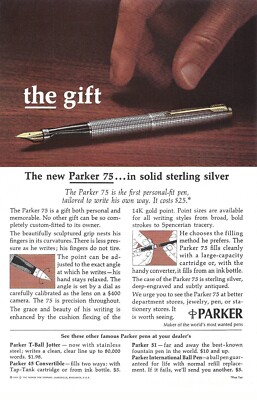 1965 Parker 75 Ink Pen Vintage Color Print Ad Worlds Most Wanted Pen ...