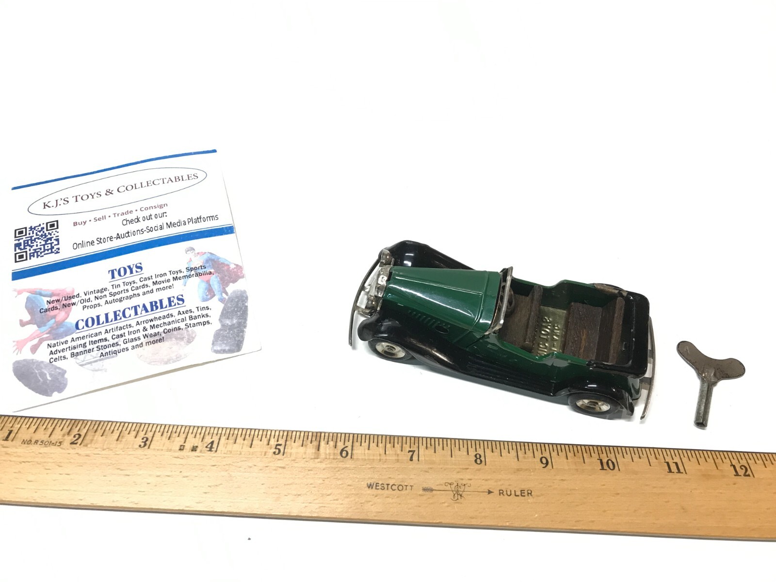 Tri-Ang Minic Toys Tin Wind Up Green Black Roadster England With Key ...