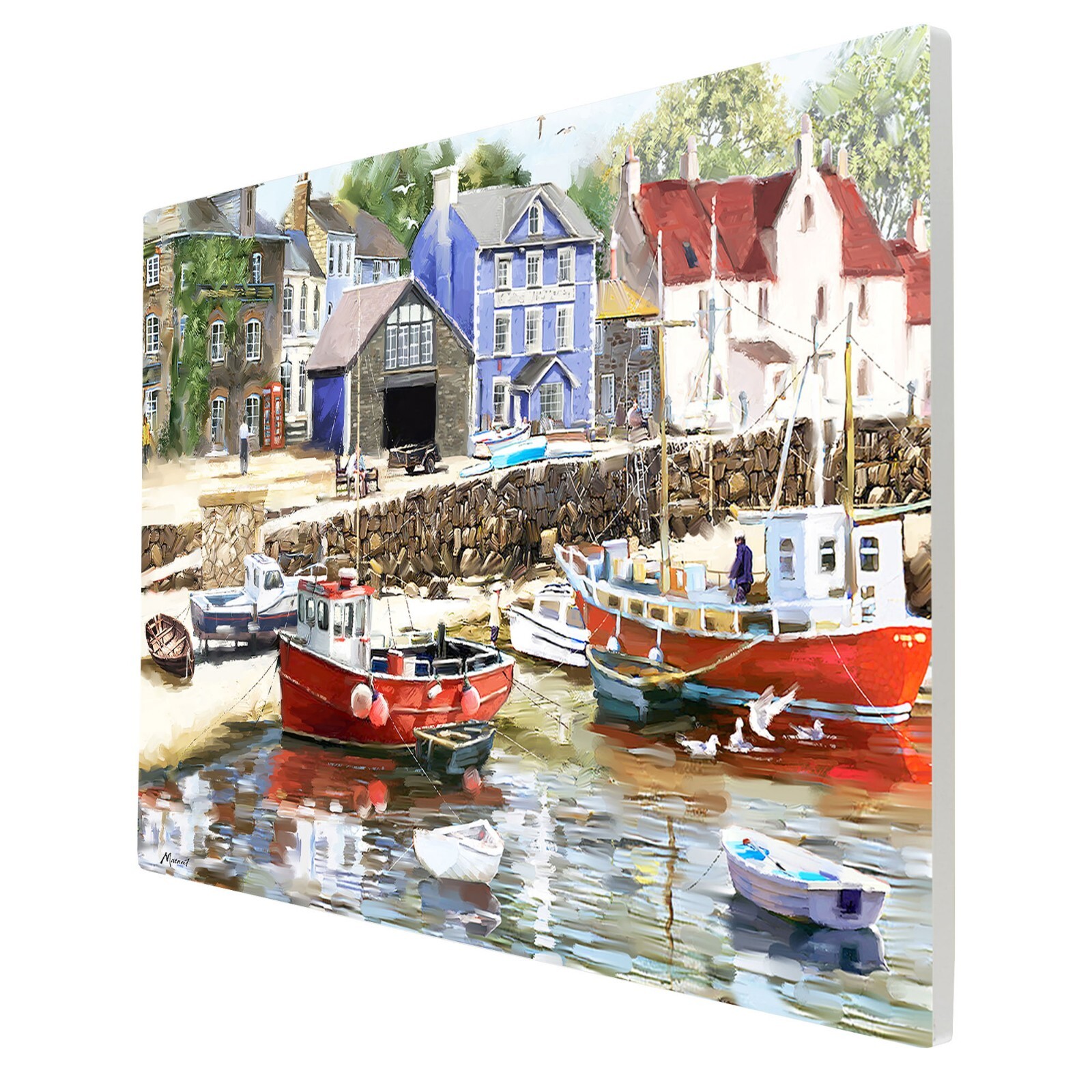 Coastal Town Ceramic Tile Picture Nautical Plaque Sign Wall Art Macneil ...