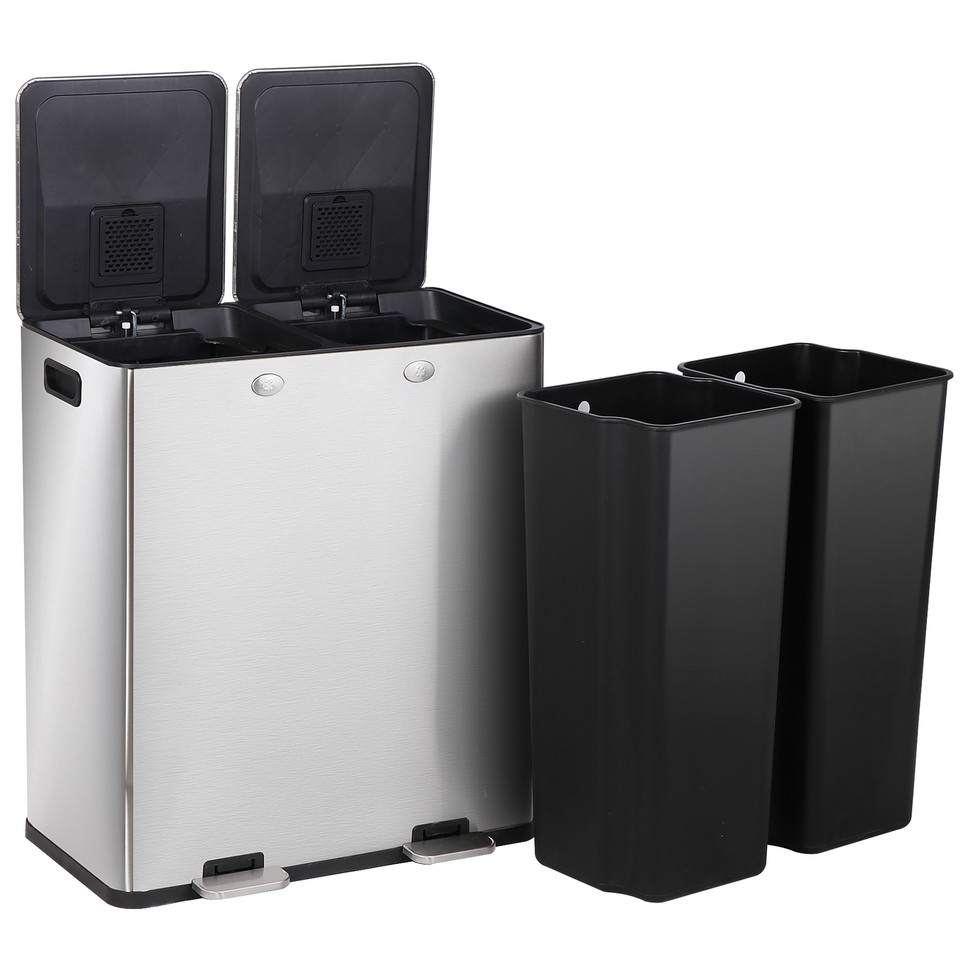 2×8 Gallon Dual Trash Can Rectangular Double Compartment Trash can for ...