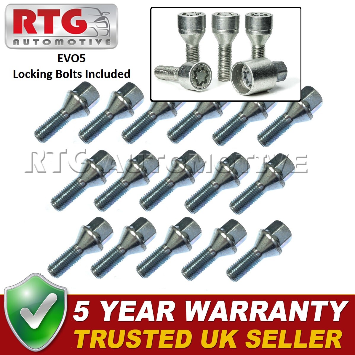 16x Bolts + 4x EVO5 Locking Bolts For Vauxhall Calibra 1990-1998 5 Stud ...