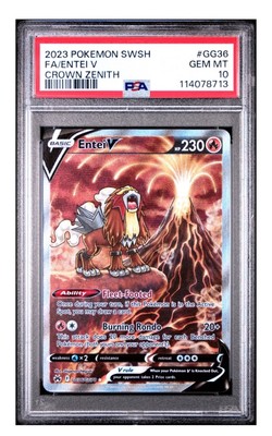 Pokemon Entei V Alt Art Crown Zenith Galarian Gallery GG36/GG70 PSA 10 ...