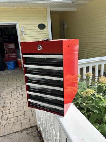 Vntg SEARS CRAFTSMAN USA Side Tool Box Caddy Chest 6 Drawers Toolbox w ...