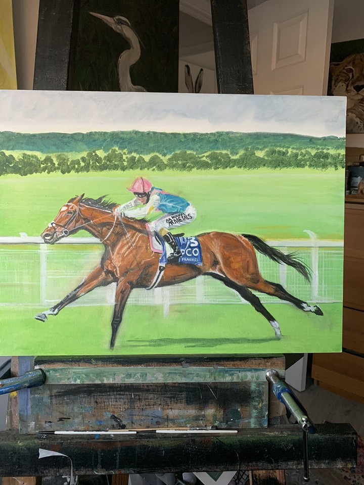 Original Horse Racing Painting Oil On Canvas Frankel Racing Full ...