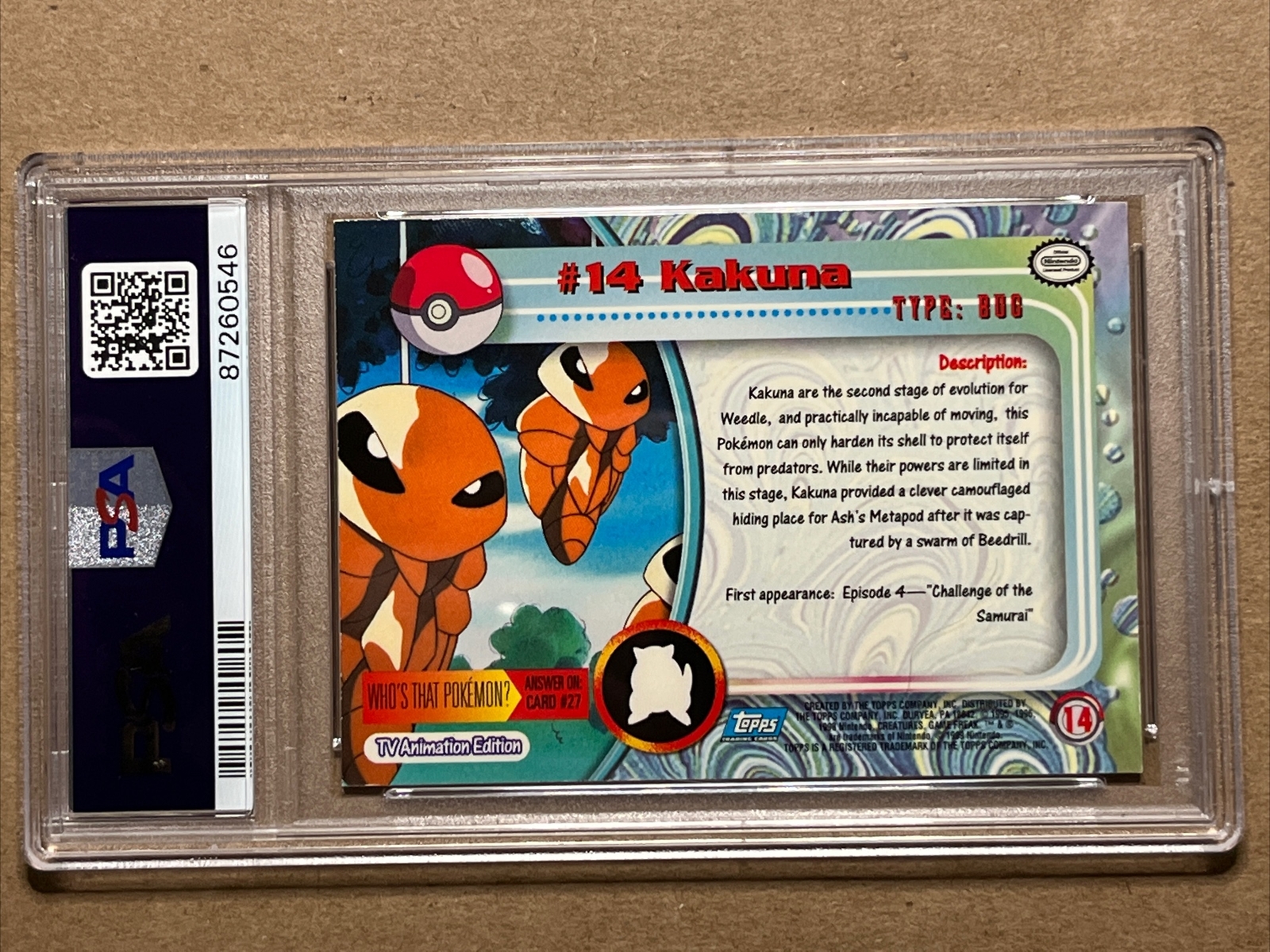 1999 Topps Pokémon Kakuna #14 TV Animation Foil Edition Blue Logo. PSA ...