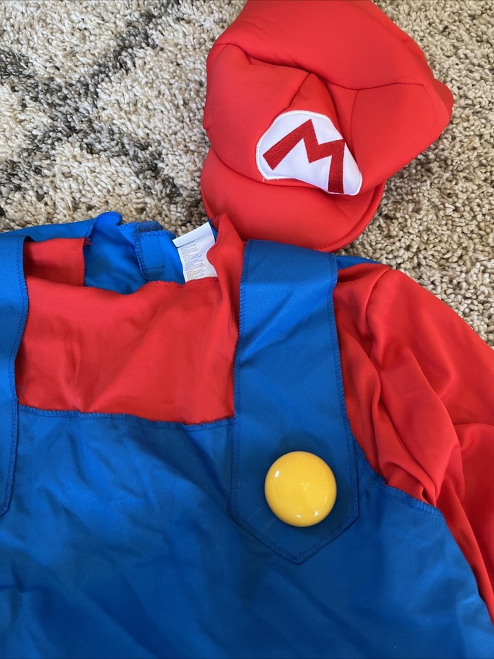 Super Mario Brothers Deluxe Mario Costume Padded Stomach Hat Gloves XL ...