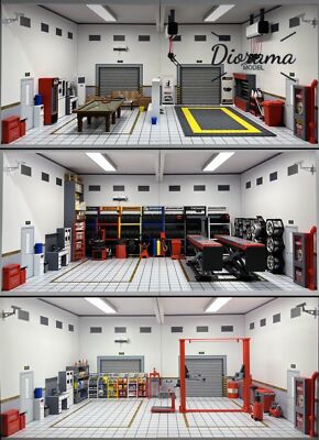 Diorama 1/18 Garage Props Model Car Repair Tool Workshop Scene Model ...