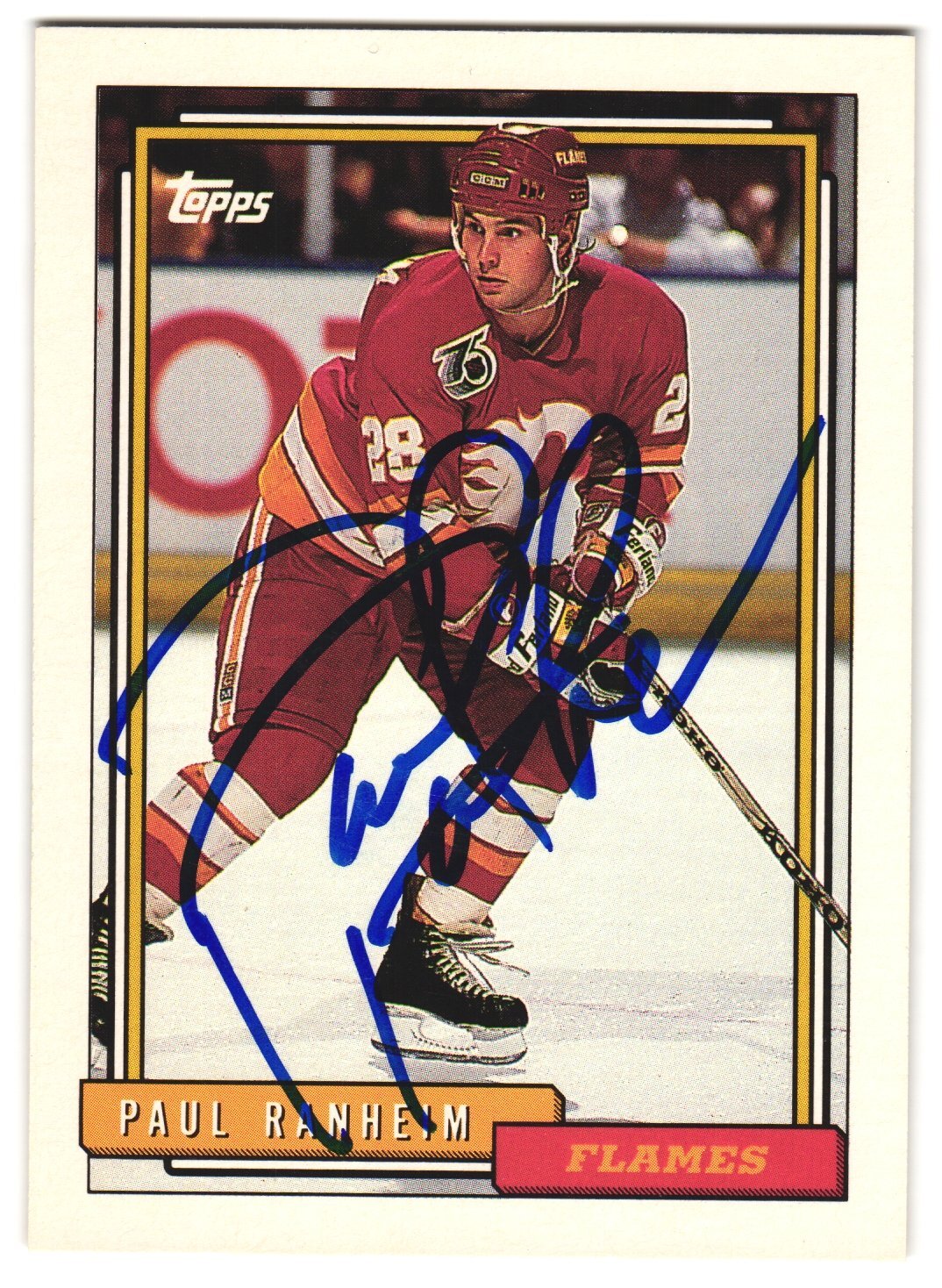 Paul Ranheim 1992 Topps #486 Calgary Flames Autograph Card | eBay