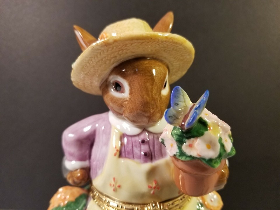 CWC Trinket Box Porcelain Easter Rabbit Mother Child Garden Flowers ...