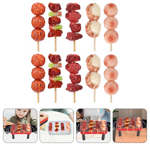 10 Pcs Barbecue Skewers Toys Lifelike Fake Meat Model Children's ...