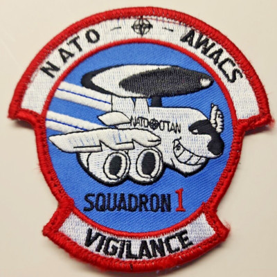Vintage USAF Military NATO - AWACS Squadron 1 Vigilance Patch 3.75"x 3. ...