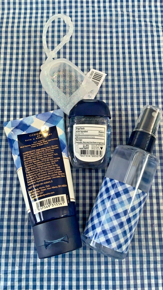 Gingham Gift Set. Body Cream, Gel, Mist, & Holder Bath & Body Works | eBay