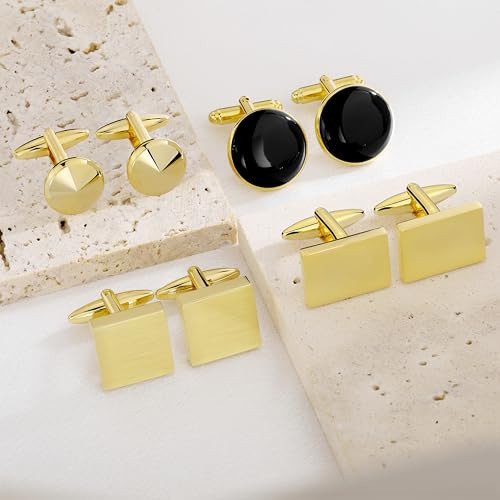 Gold Cufflinks for Men 4 Pairs, Cuff Links Mens Set of 4 Unique Gold | eBay