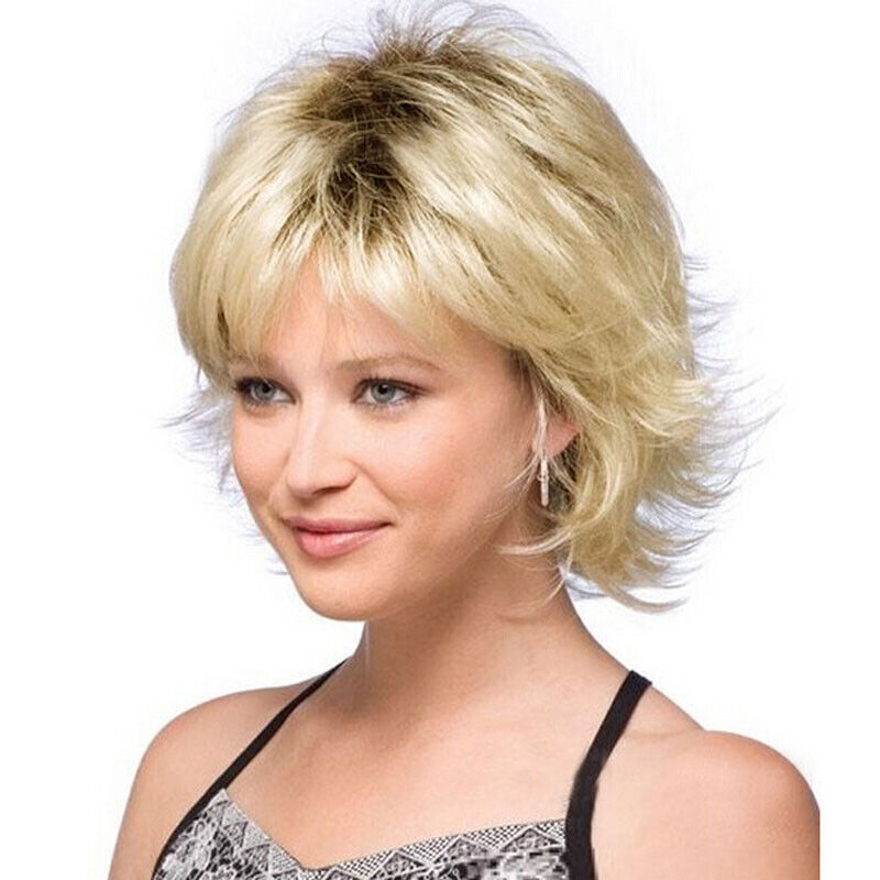 Short Shag Layered Wavy Synthetic Hair Wigs For Women Natural Daily Wig ...