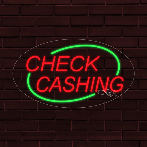 NEW "CHECK CASHING" w/BORDER OVAL 28x16x1 INCH LED FLEX WINDOW INDOOR ...