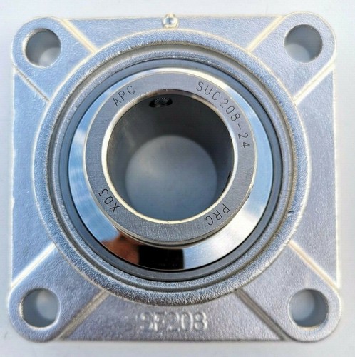 Premium SUCSF208-24 1-1/2" Bore Stainless Steel UCF208-24 4-Bolt Flange ...