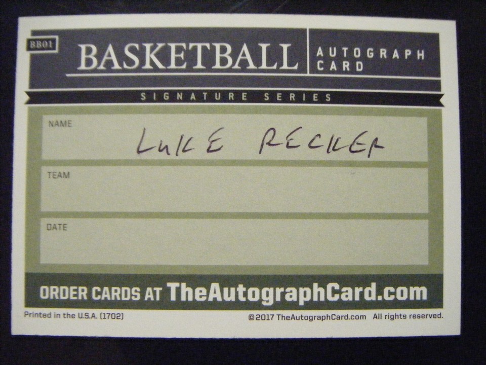 LUKE RECKER signed Basketball Signature Card AUTO INDIANA HOOSIERS IOWA ...