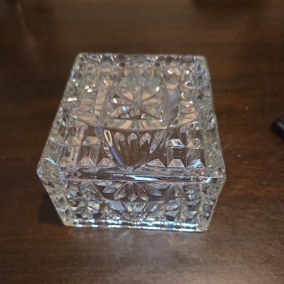 Vintage Anchor Hocking Cut Glass Jewelry Trinket Box Ruby Red Embossed ...