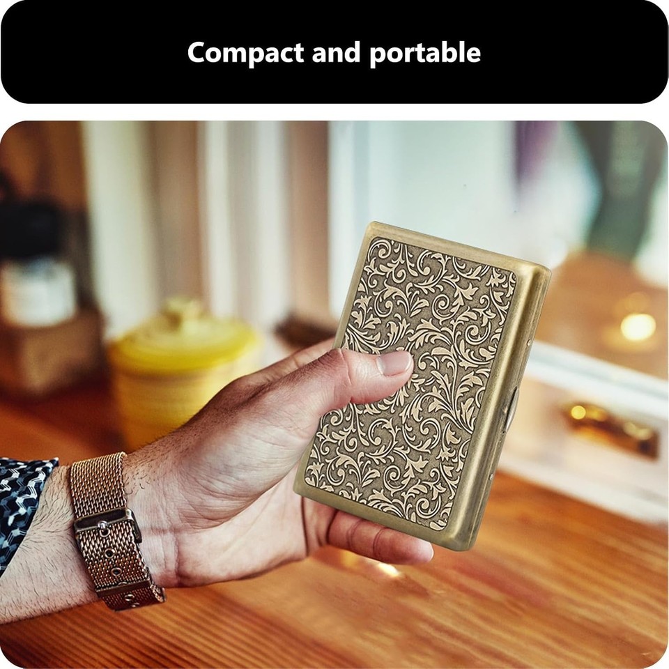 Vintage Metal Cigarette Case Box Gold Men Tobacco Holder for 20s 85mm ...