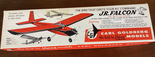 Carl Goldberg "Jr. Falcon" RC Balsa Model Plane Kit Complete In Box w ...