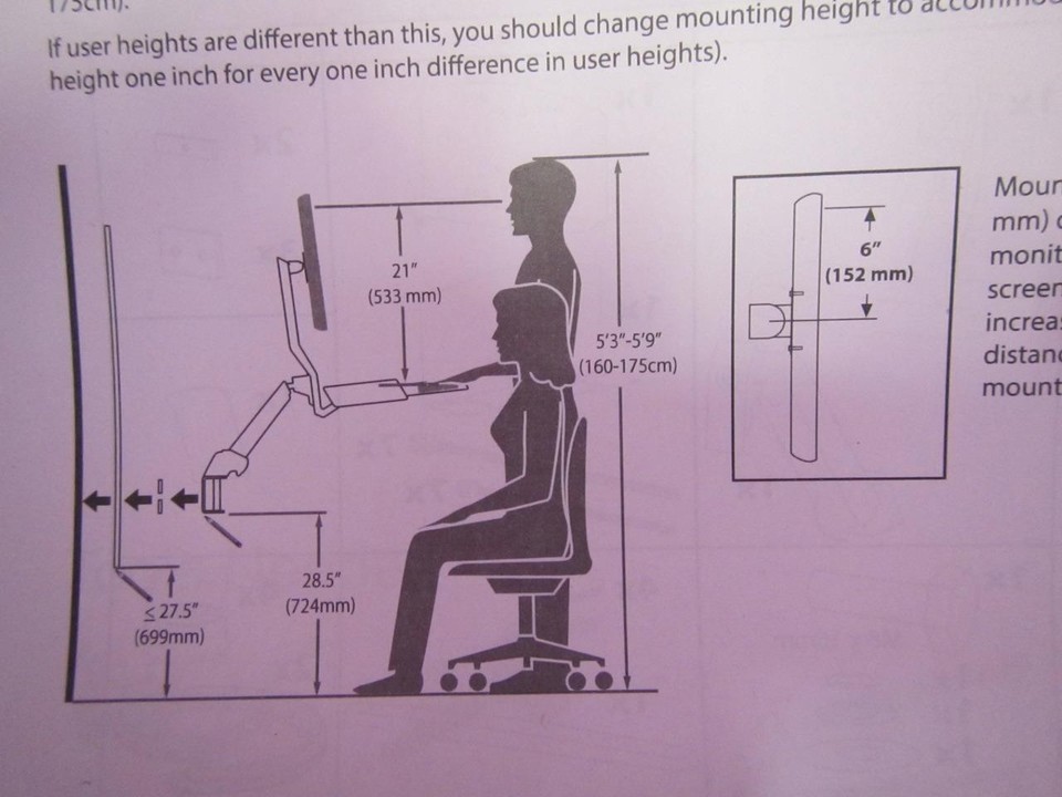 NEW Ergotron StyleView 45-272-026 Sit to Stand Wall Mount Combo Arm ...