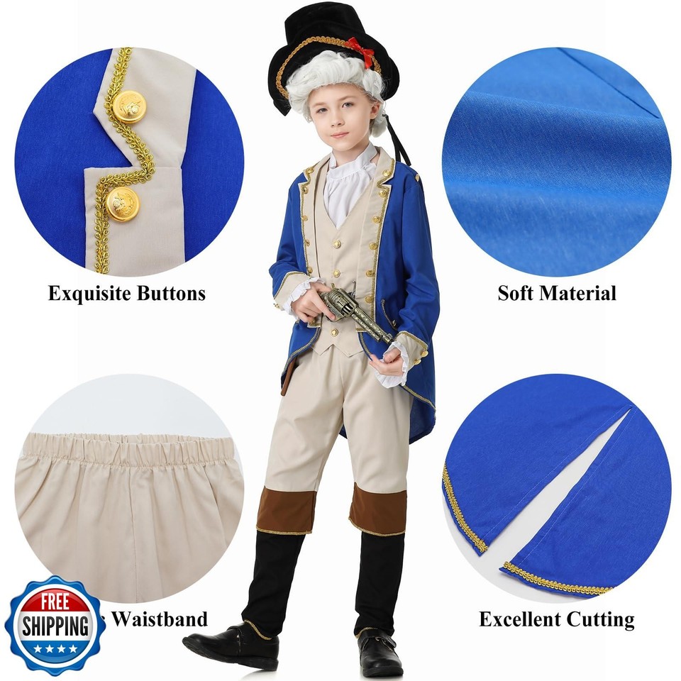 Founding Father Costume Boys Colonial Patriot Revolutionary War Costume ...