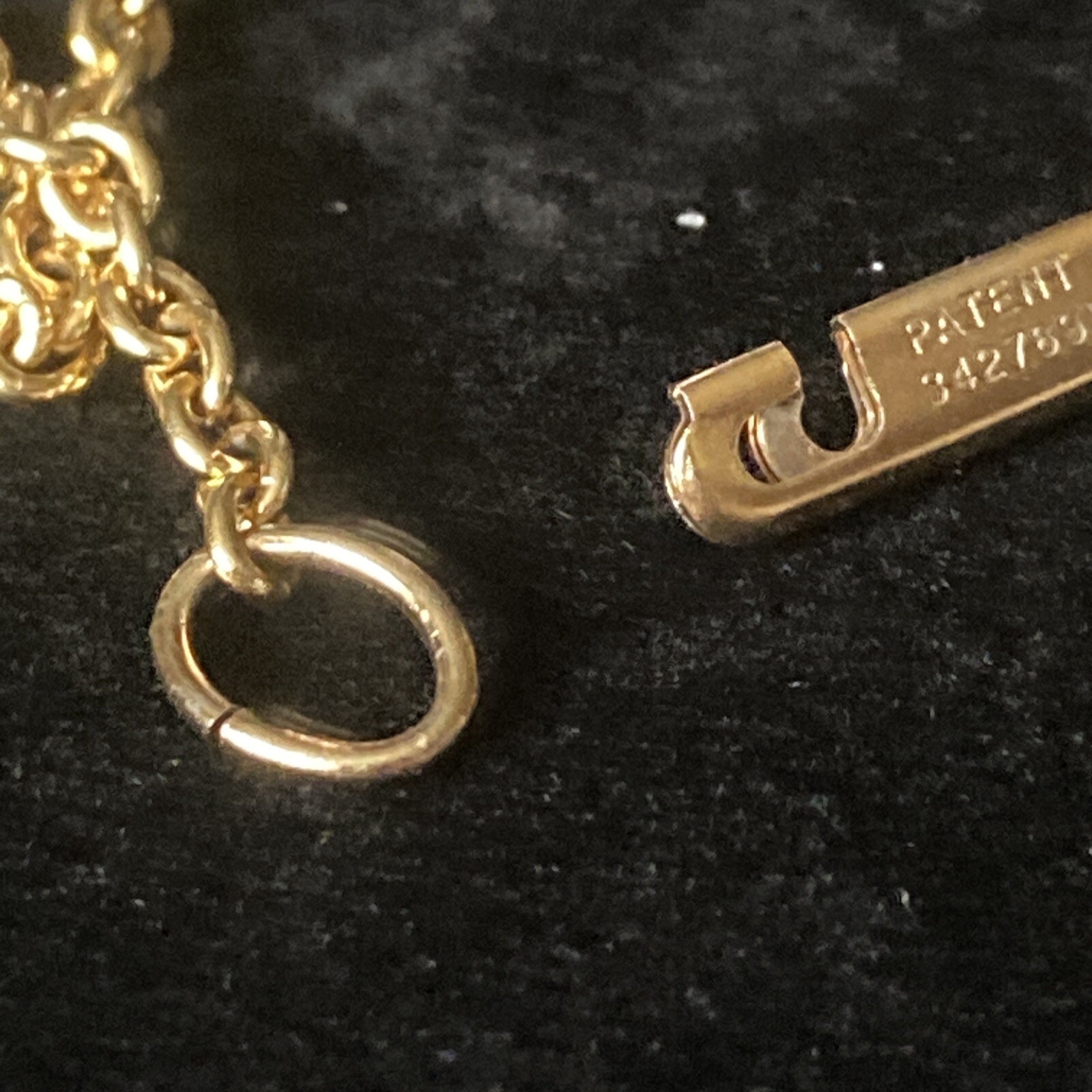 Vintage HOBE Rare Gold Tone Chain Blue White Bead Necklace 17” Patent ...