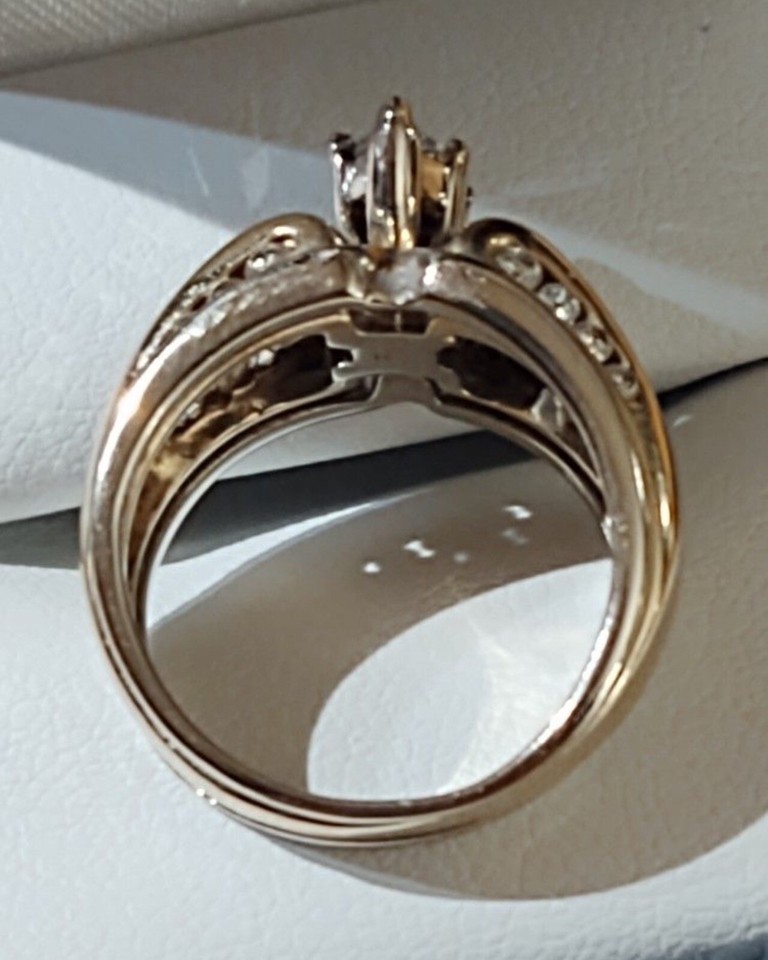 14K Solid Gold Custom Made 2 Ring 1.5CT Oval Diamond Wedding Set Size 6 ...