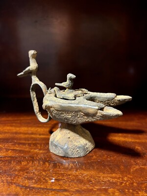 Ancient Seljuk Khorasan Bronze Double Wicked Lamp Islamic, Persia 1200 ...