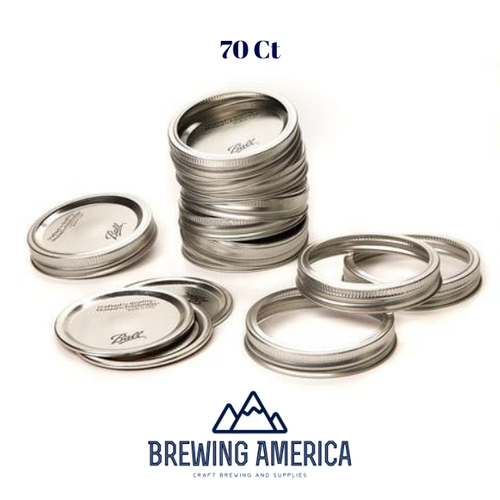 Ball CANNING JAR LIDS & RINGS *SET of 70 WIDE MOUTH MASON Ball JARS New ...