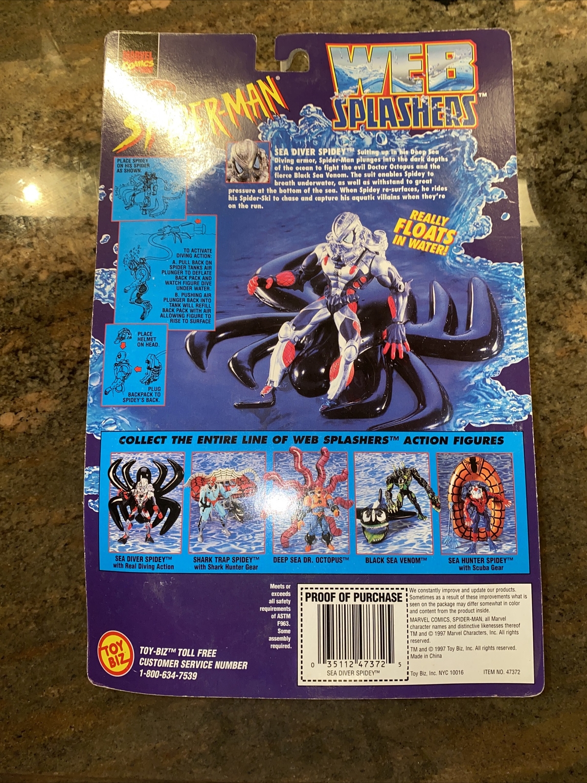 Spider-Man Web Splashers Sea Diver Spidey Animated Series Rare TOYBIZ ...