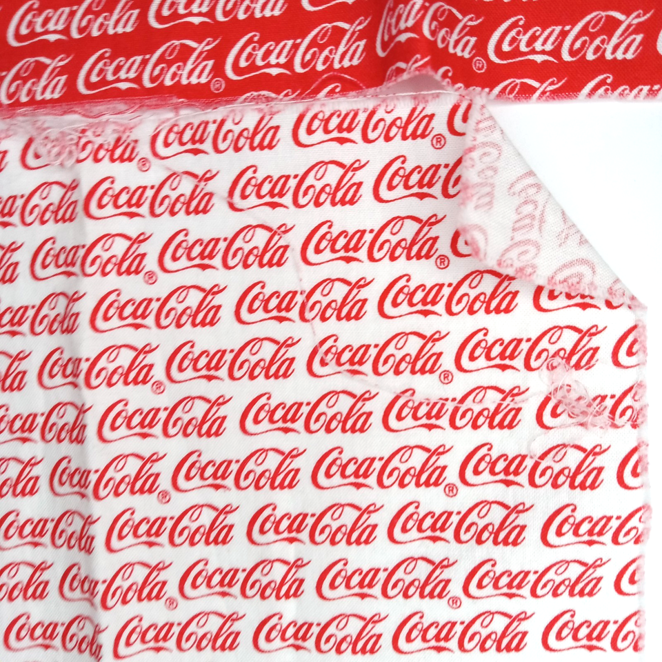 Coca-Cola Logo Fabric – Vintage Script Print – 2 Scrap Pieces Red/White ...
