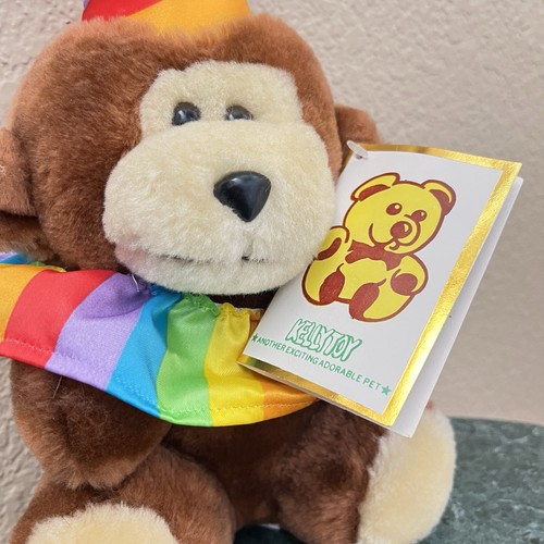 Vintage Kellytoy Monkey Colorful Rainbow Stuffed Animal 13" Plush w ...