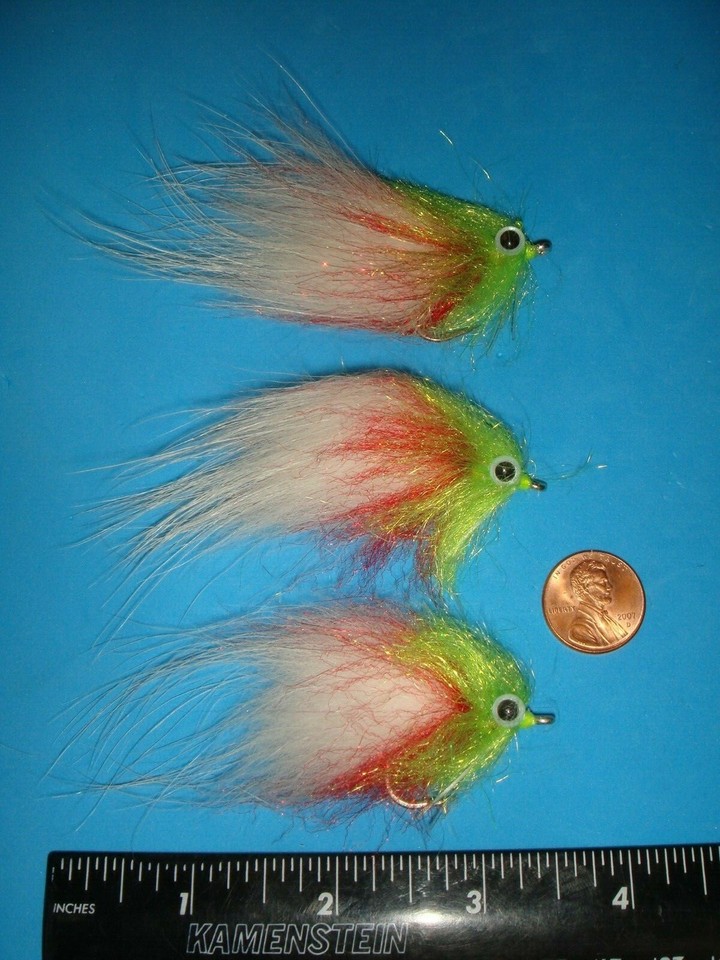 FLY FISHING FLIES - Chart./Red BLEEDING BAITFISH FLY size 1/0 (3 pcs ...