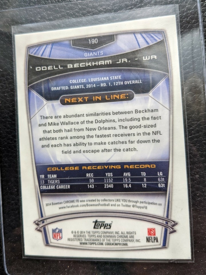2014 BOWMAN CHROME #190 ODELL BECKHAM JR ROOKIE CARD RC GIANTS RAMS | eBay