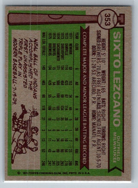 1976 Topps - #353 Sixto Lezcano (RC) for sale online | eBay
