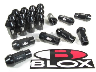 BLOX Aluminum Extended Open Ended Wheel Tuner Lug Nuts Black 12x1.5mm ...
