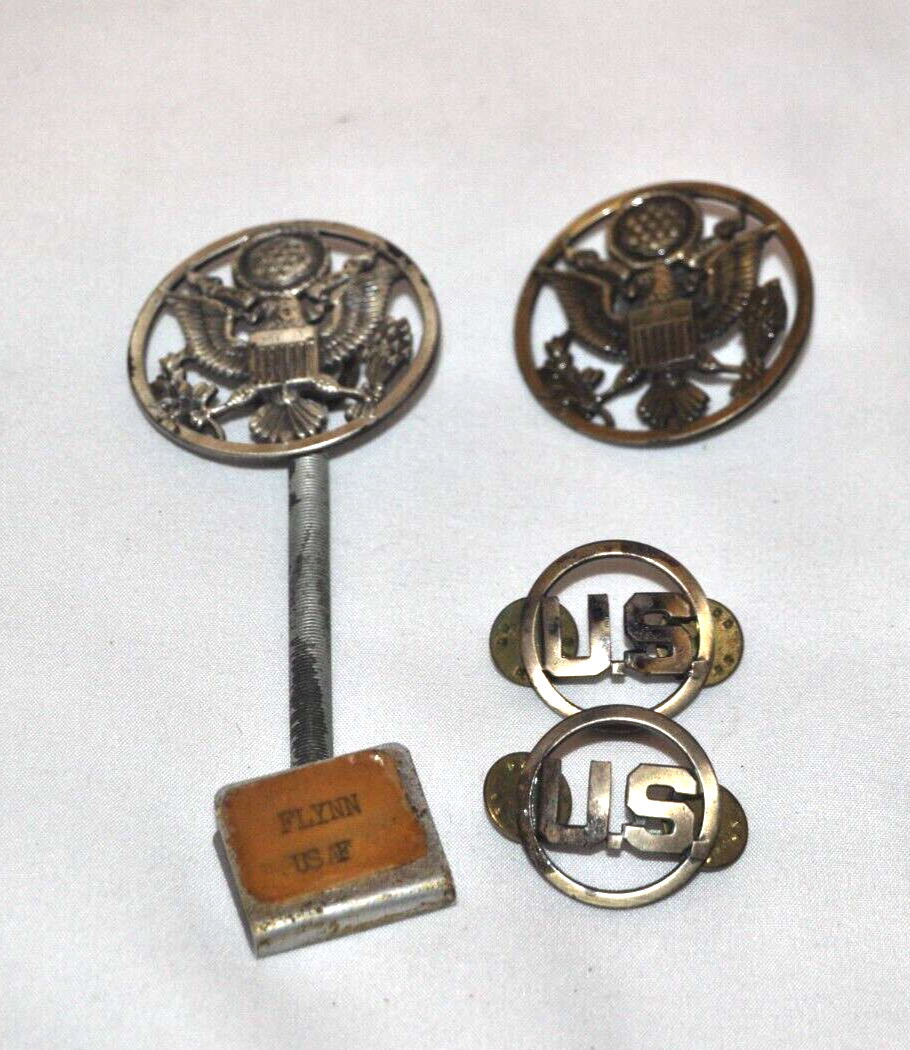 Lot of FOUR Vintage US Army Military Pins - Two Eagle Hat Pins and Two ...