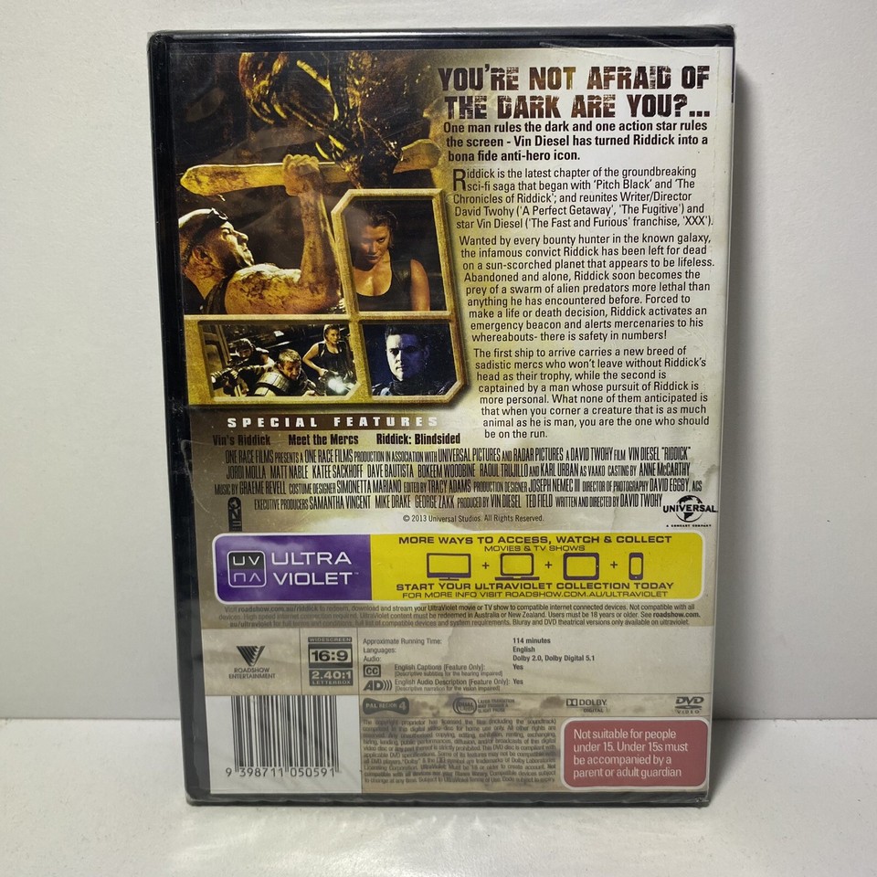 Riddick - Vin Diesel - DVD Region 4, 2013 - Action - New & Sealed ...