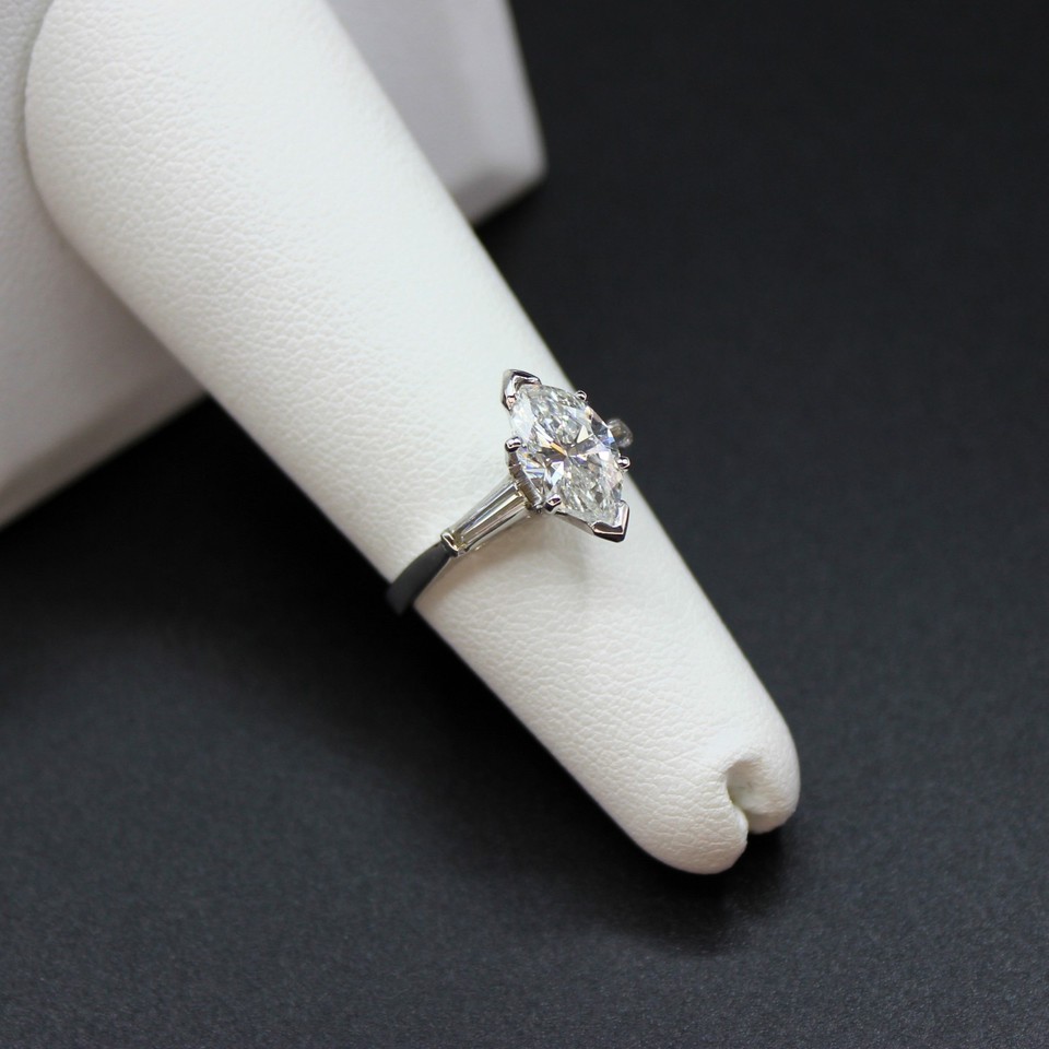 HUGE 1.53CT Natural Diamond Solitaire Engagement Wedding Ring w Accents Platinum | eBay