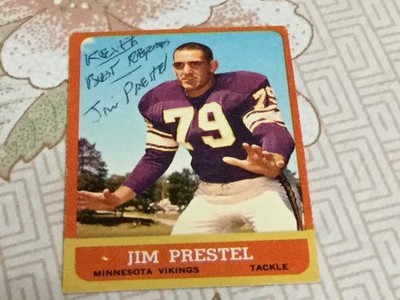 1963 Topps Jim Prestel Autographed Football Card Minnesota Vikings ...