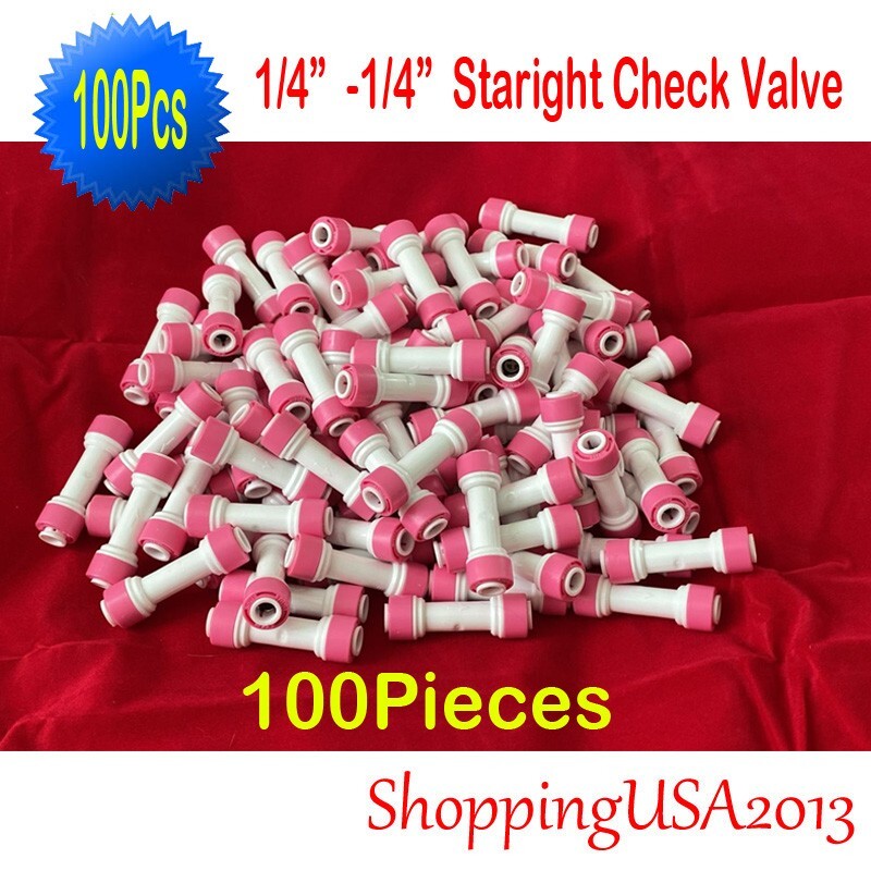 100PCS Check Valve 1/4" One Way Push Fit Straight Quick Connect Water ...