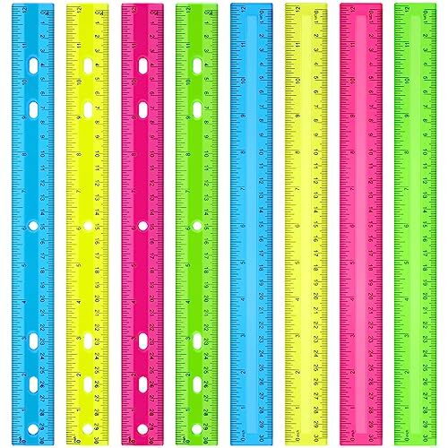 24 Pack Clear Ruler Plastic Rulers 12 Inch Transparent Assorted Color ...