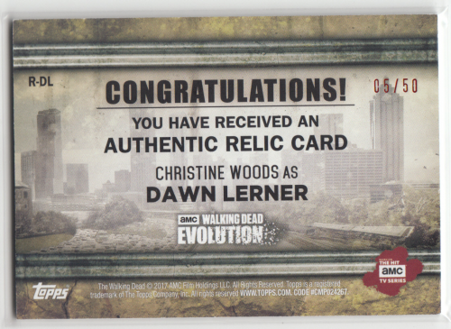 2017 The Walking Dead Evolution Costume Relics Black #RDL Dawn Lerner ...