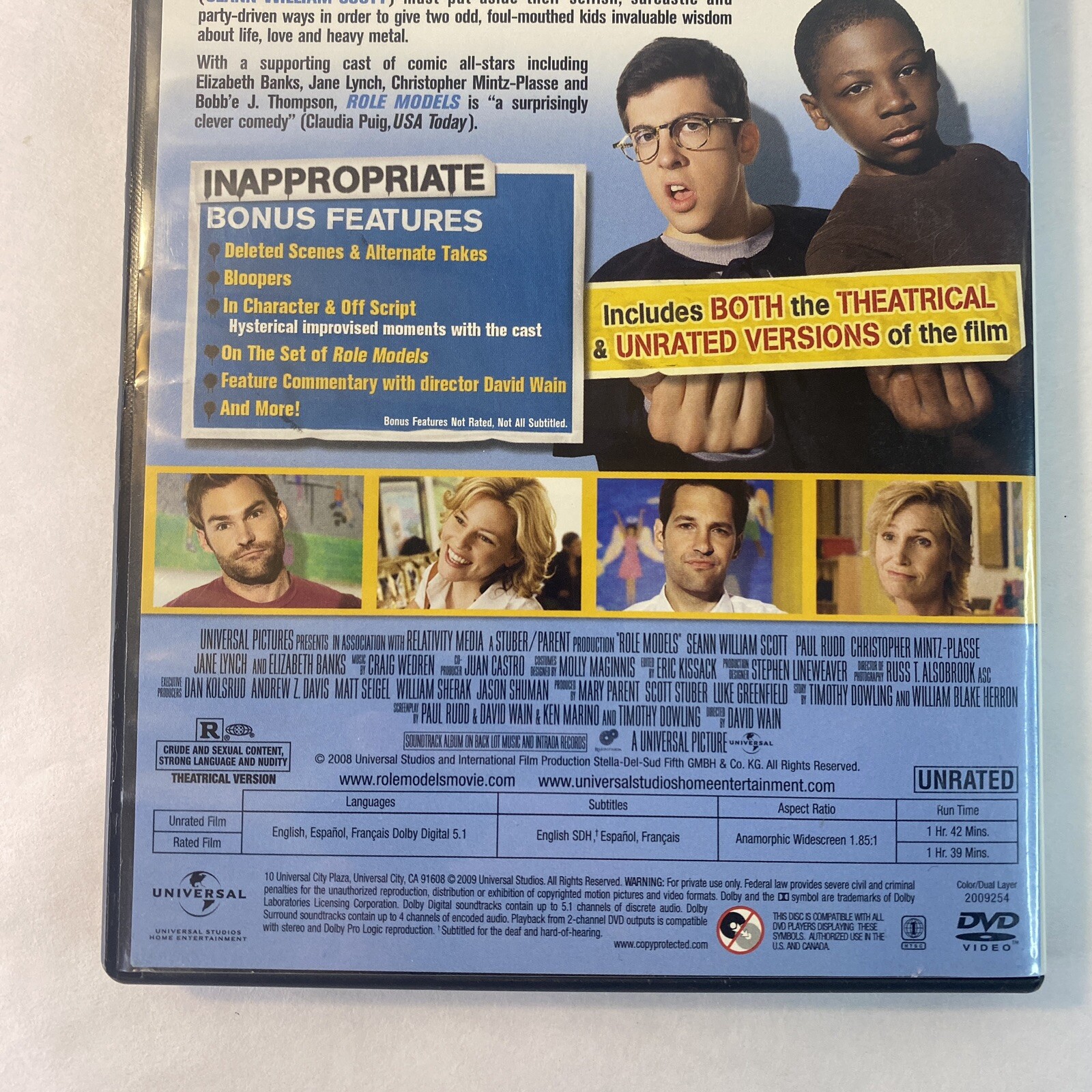 Role Models (DVD, 2008) Theatrical Unrated Comedy Paul Rudd Seann ...