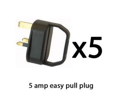 Easy Pull Mains Plug Top 5 Amp Fused arthritis disability elderly BLACK ...