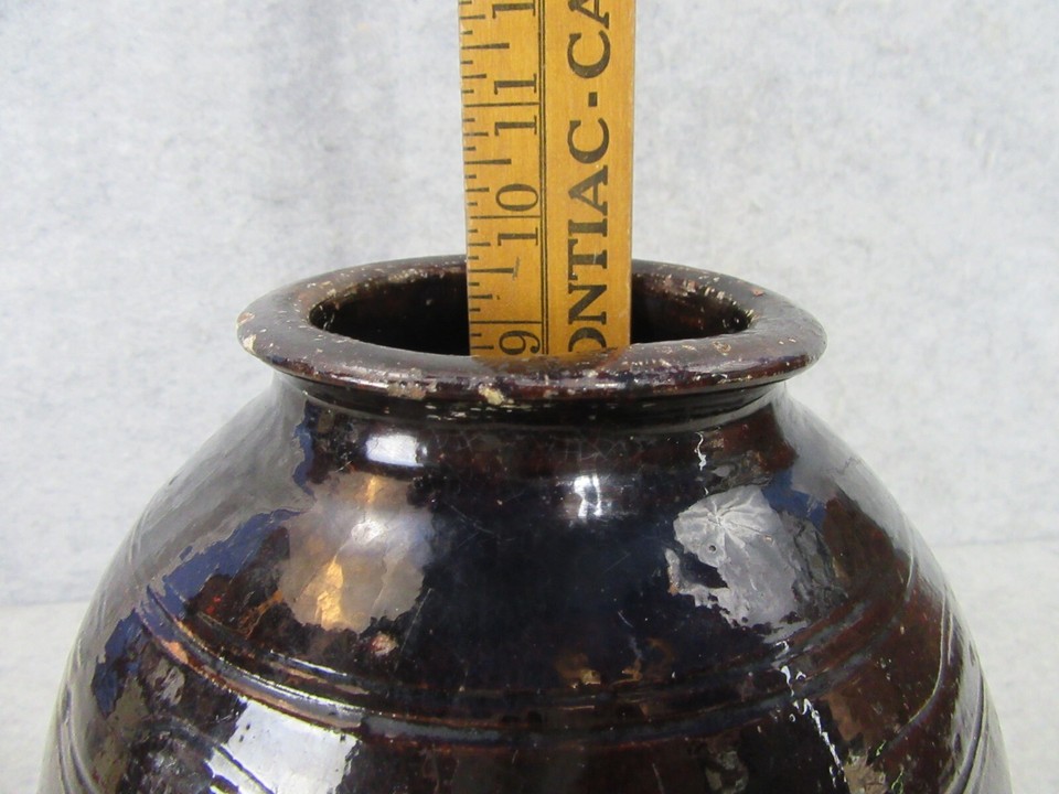 Antique 10" Redware Ovoid Crock Shenandoah Virginia Pottery w Incised ...