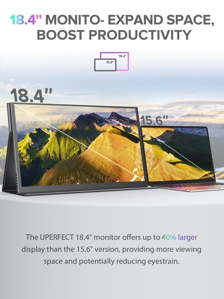 18.4 Inch 4K Portable Monitor 3840*2160 UHD Gaming Screen with Leather ...