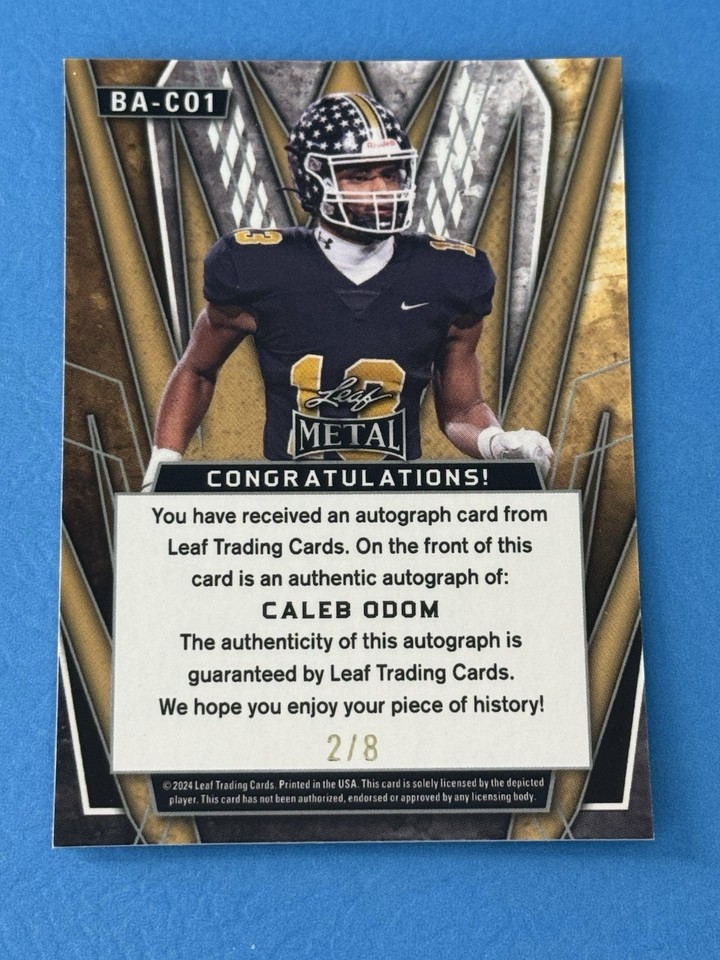 2024 Leaf Metal Caleb Odom Auto 2/8 #BA-CO1 Blue Parallel | eBay