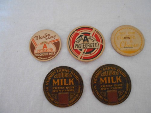 5 VINTAGE CARDBOARD BOTTLE MILK CAPS | eBay